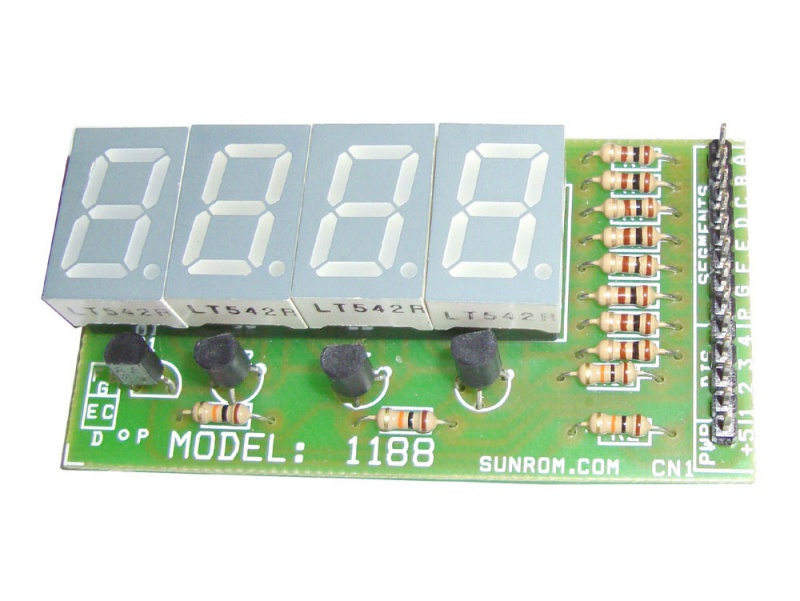 4x 7 Segment Display Multiplexed 1188 Sunrom Technologies