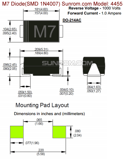 M7 - (1N4007 SMD) 1A Diode [4455] : Sunrom Electronics