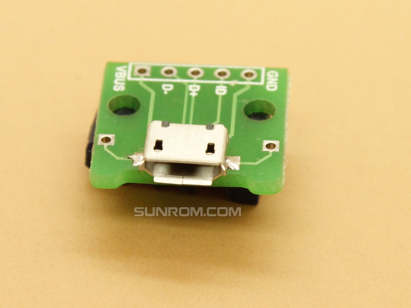 Micro USB PCB with connector soldered [4674] : Sunrom Electronics ...