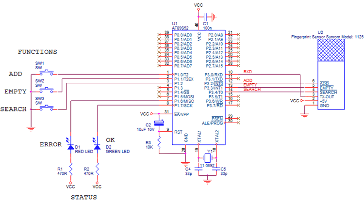 Fingerprint Sensor(R305) with Interface Board(PIC) [1125] : Sunrom ...