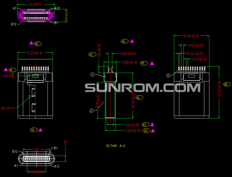 USB Type-C Male Connector [6513] : Sunrom Electronics