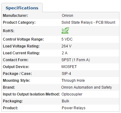Solid State Relay(SSR) DC(5V) - AC(100-240V) 2A [4128] : Sunrom Electronics